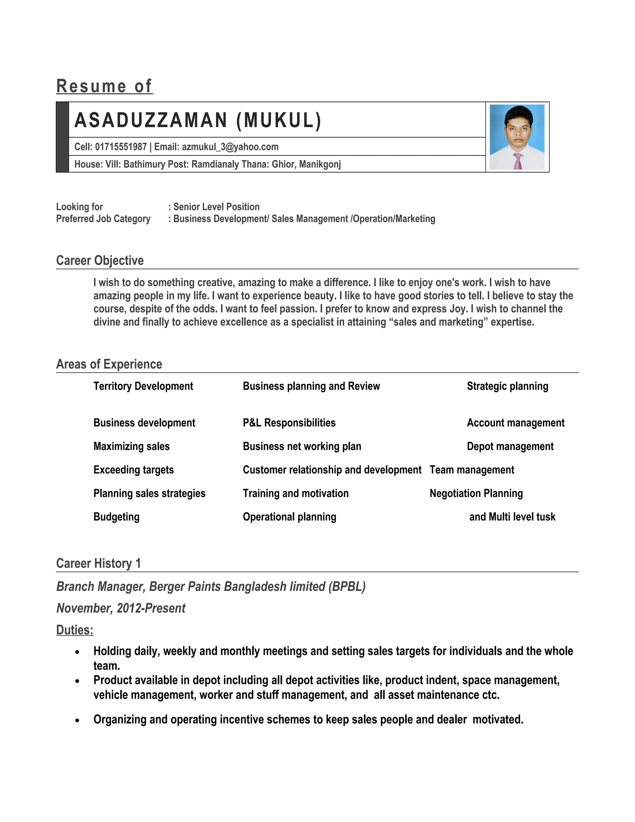 Resume of Mukul 18-03-15 | DOC | Business Administration | Business