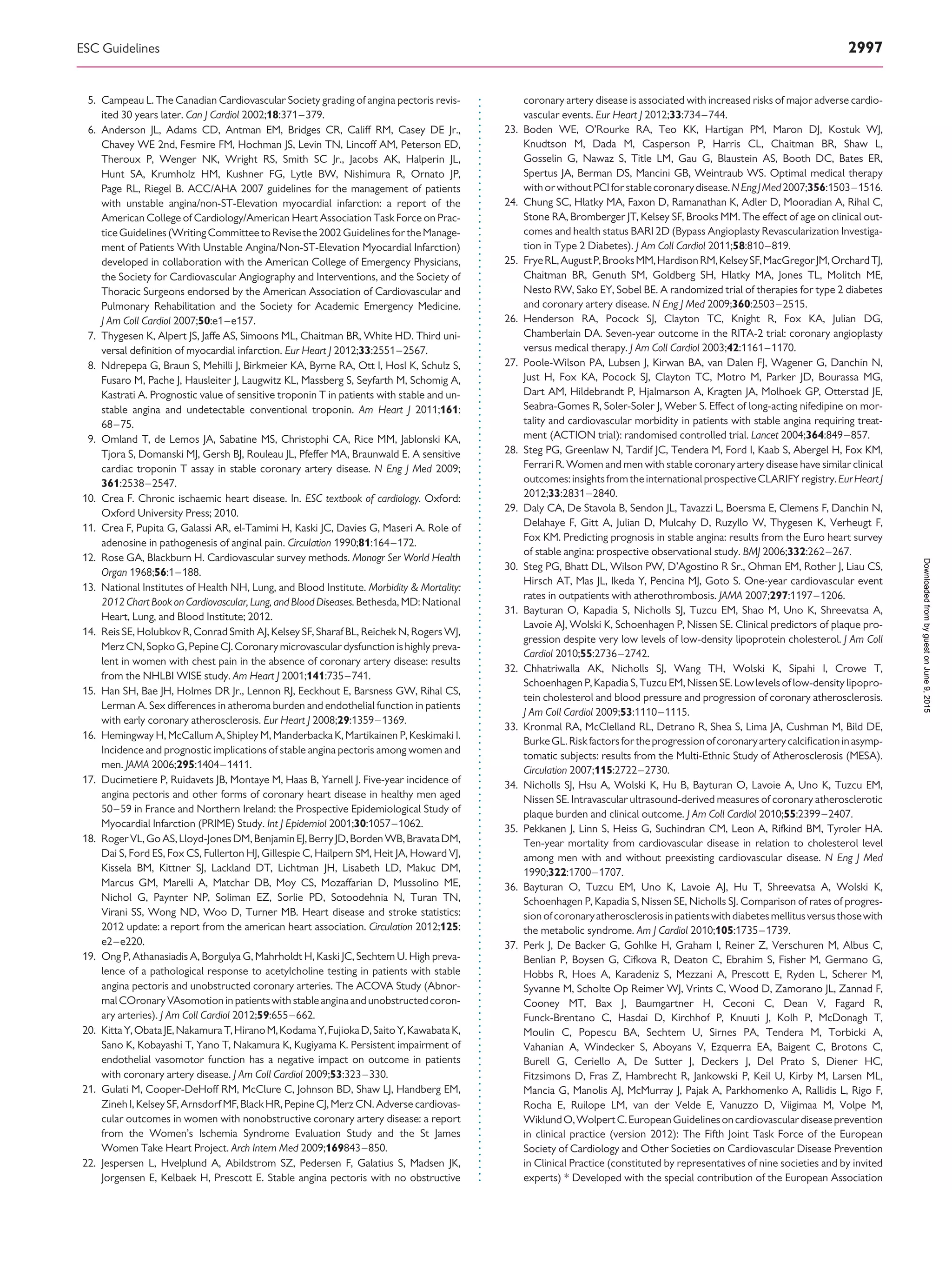 2013 ESC Guidelines (Chronic Stable Angina) | PDF