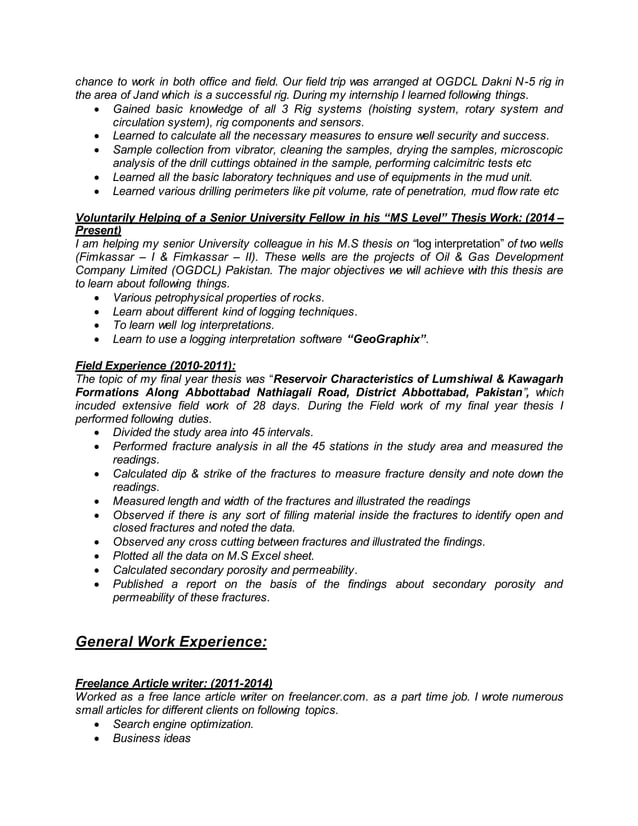 Mohsin's Resume | DOCX | Geology | Science