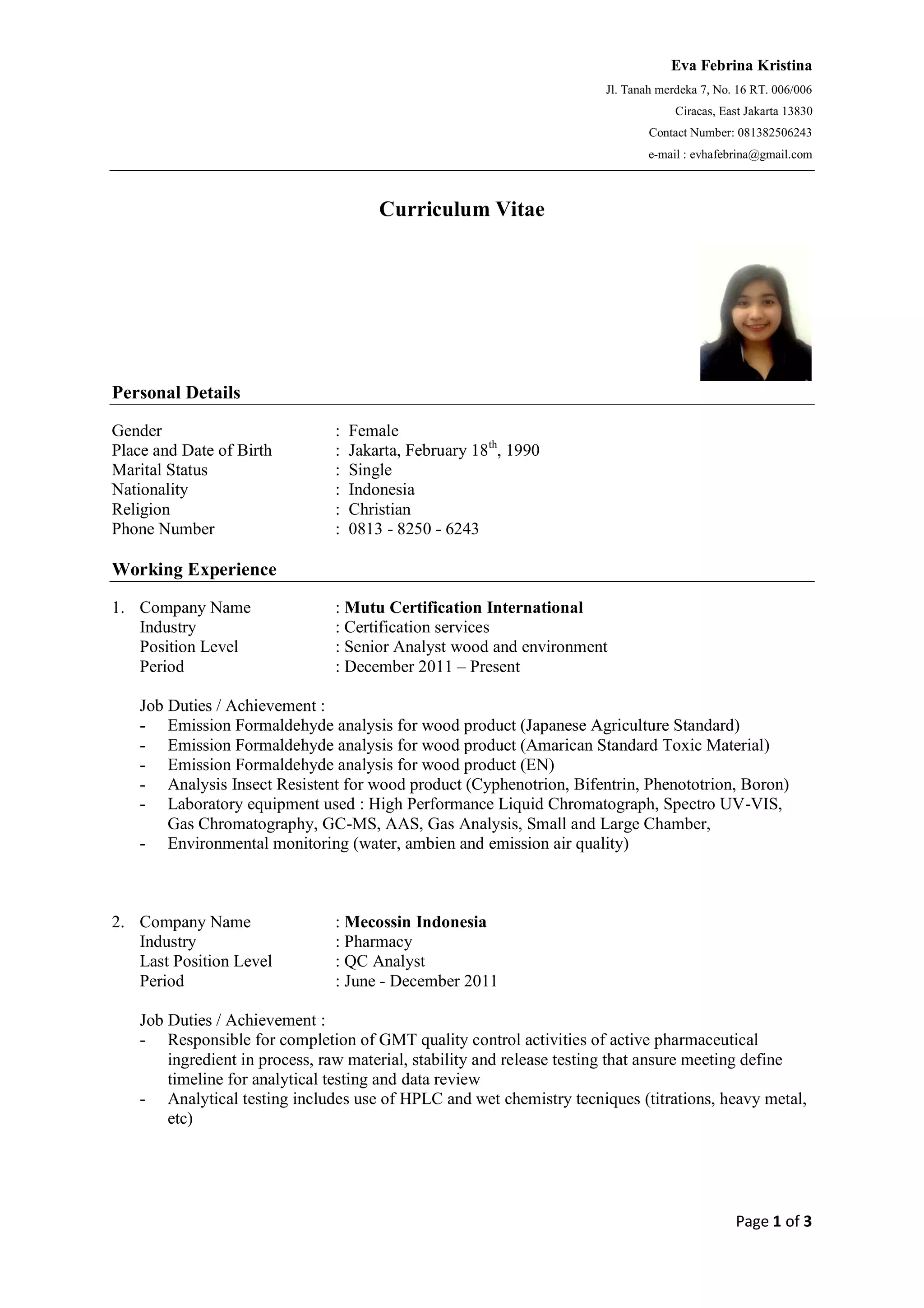 CV Eva Febrina terbaru | PDF