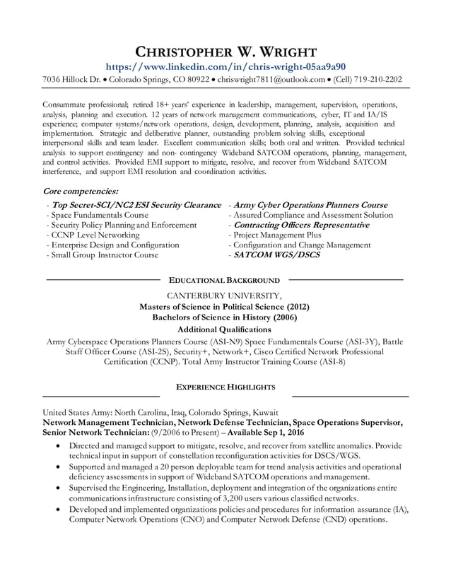 CW3 WRIGHT RESUME.docx1.docx2 | PDF