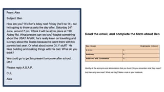 An informal email to a friend for B1 Prelimnary | PPTX