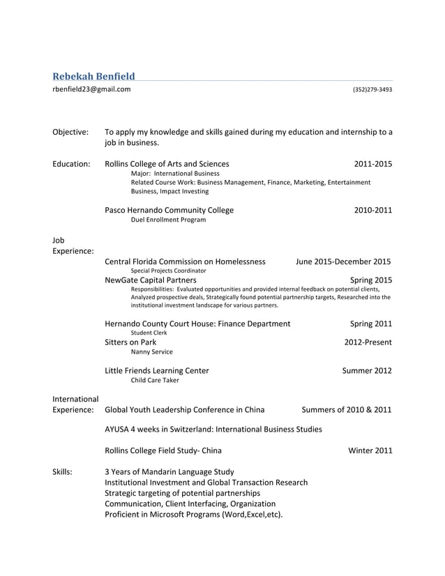 Benfield Resume | PDF