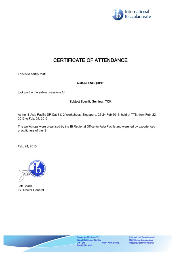 IB_Singapore_Certificate_2013 | PDF