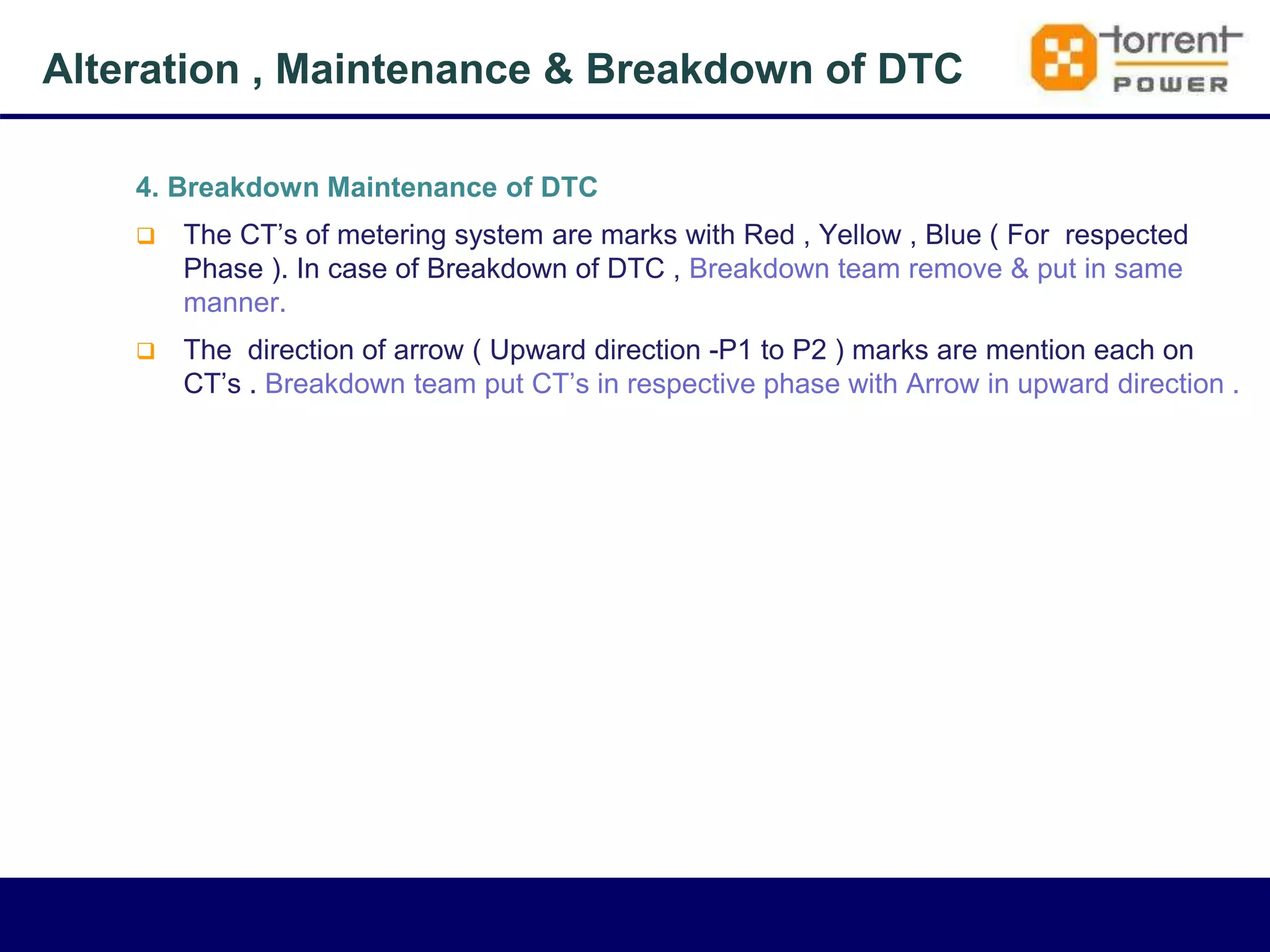 Installation of Metering System at DTC | PPTX
