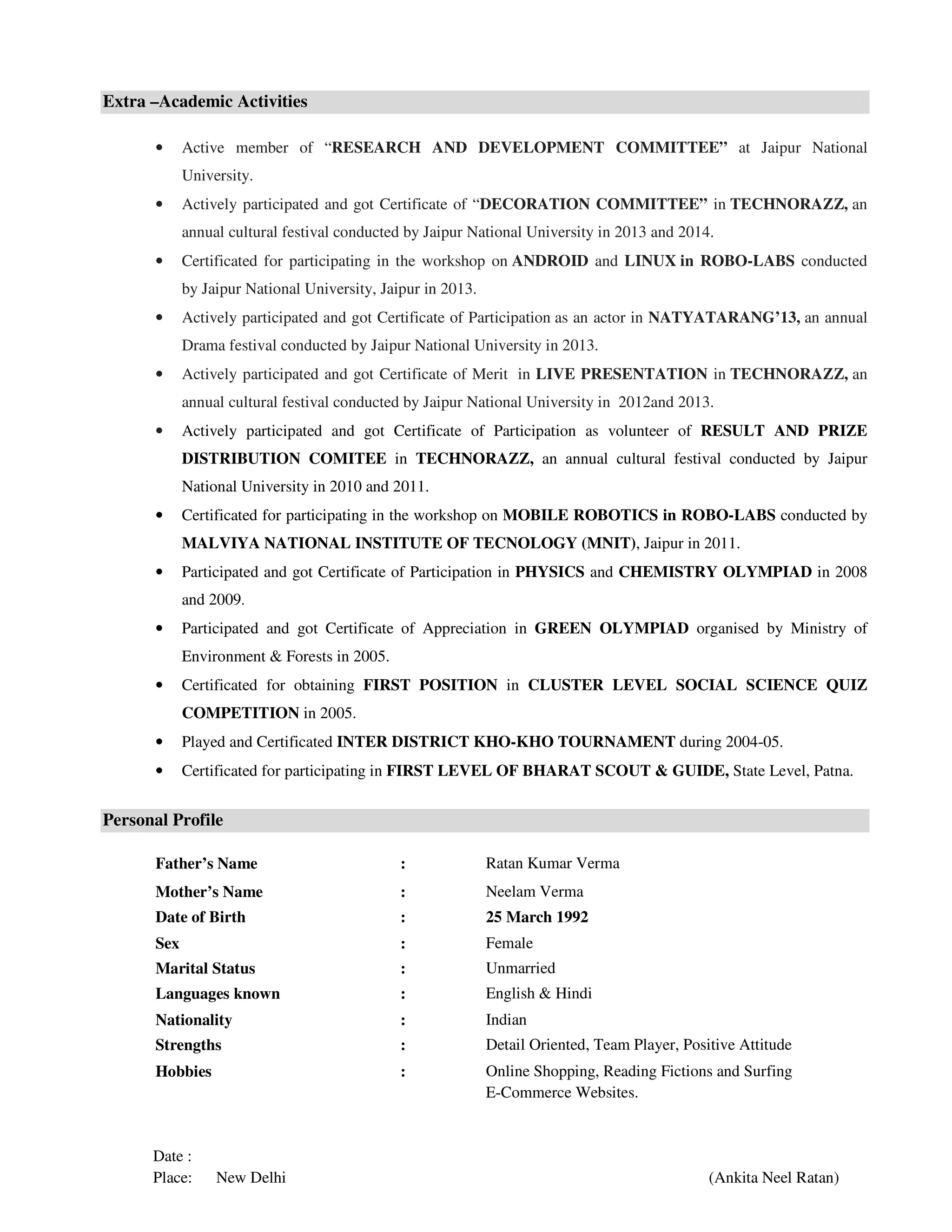 Resume_Ankita Neel Ratan | PDF