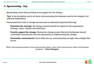 Change Management Framework: Step 2 - Sponsorship is one of the Most ...