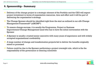 Change Management Framework: Step 2 - Sponsorship is one of the Most ...