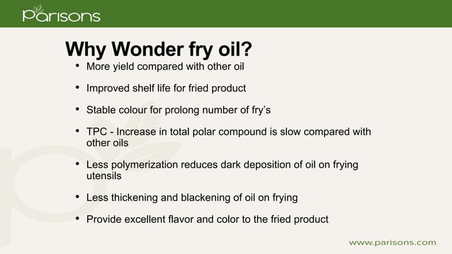 A2B Presentation .pptx about Wonder fry olein | PPT