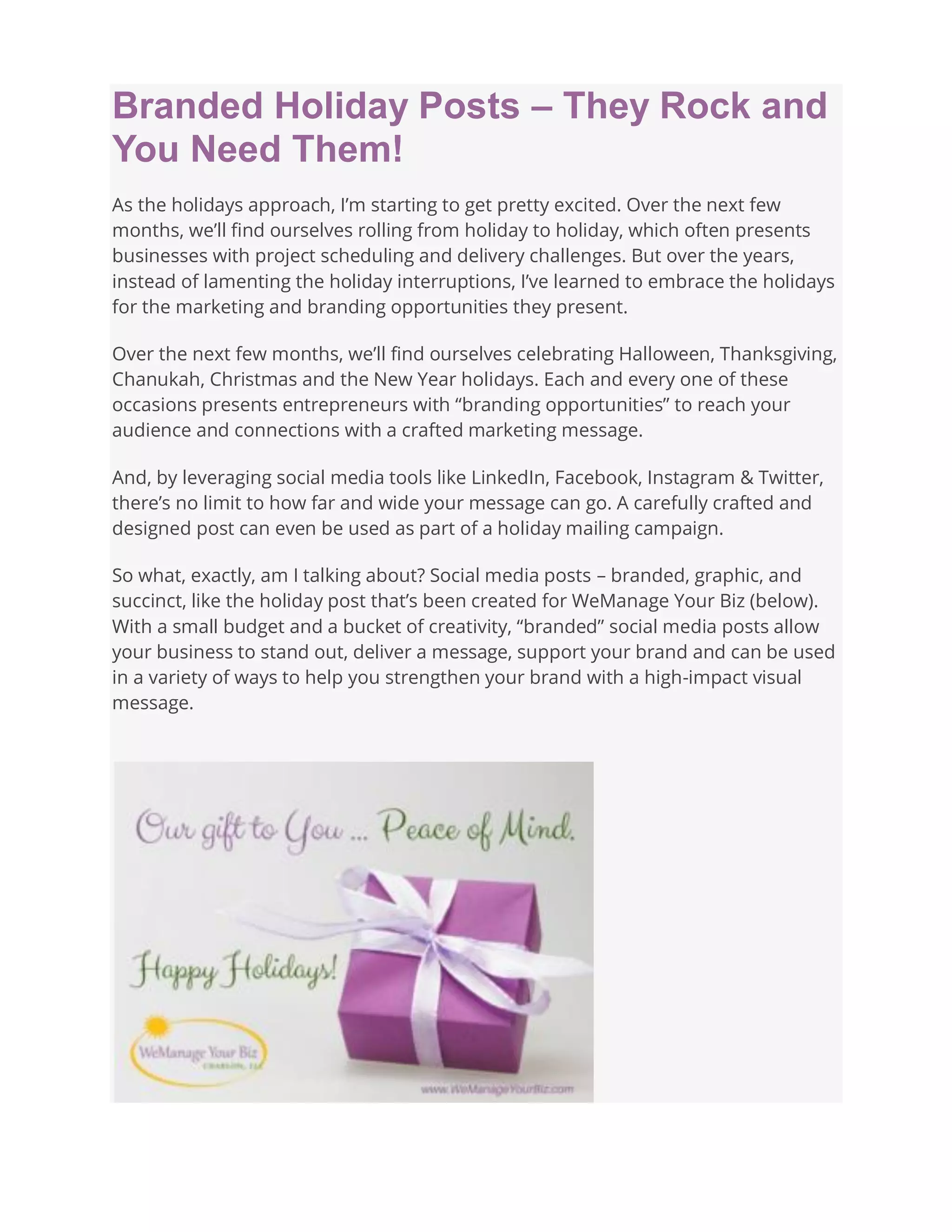 Branded Holiday Posts | PDF | National & Civic Holidays | Holidays