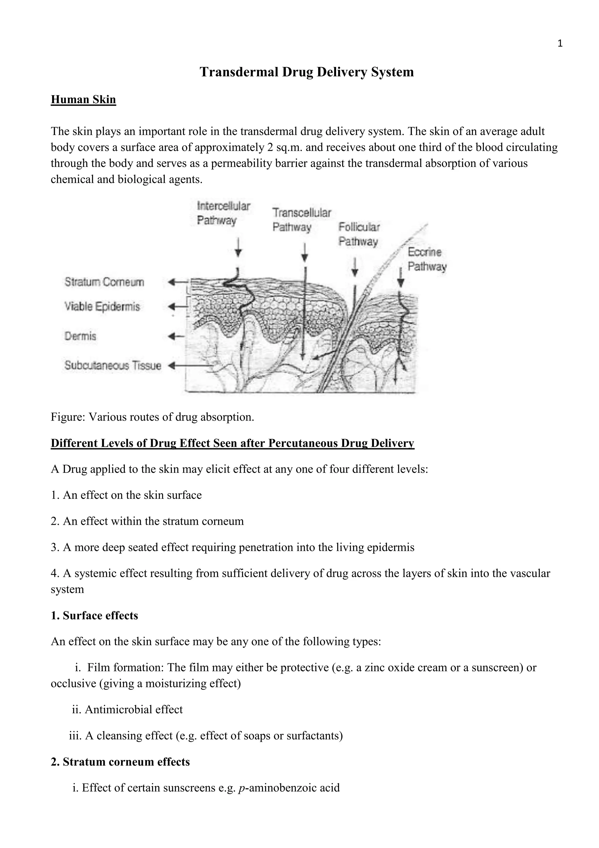 Transdermal Drug Delivery System | PDF | Skin and Dermatology ...