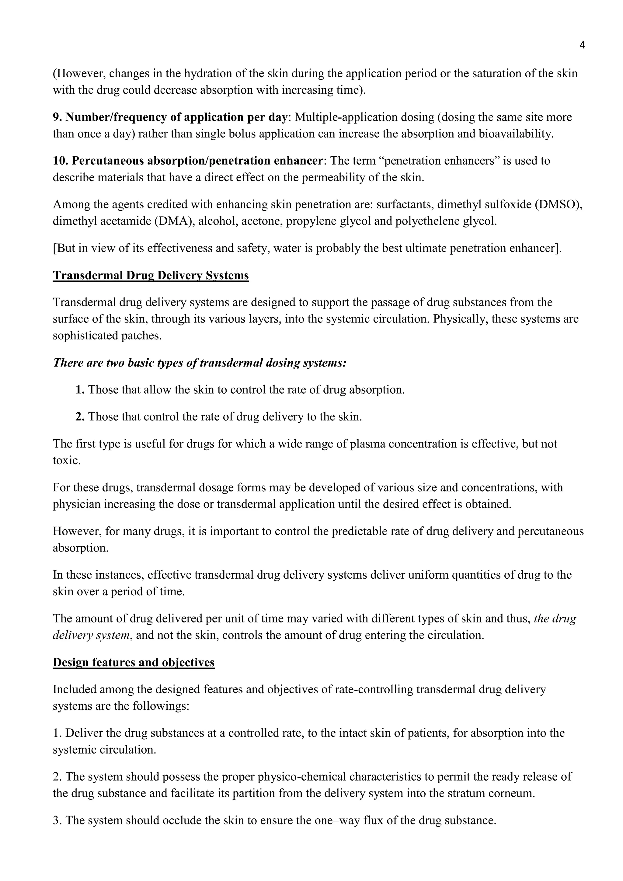 Transdermal Drug Delivery System | PDF