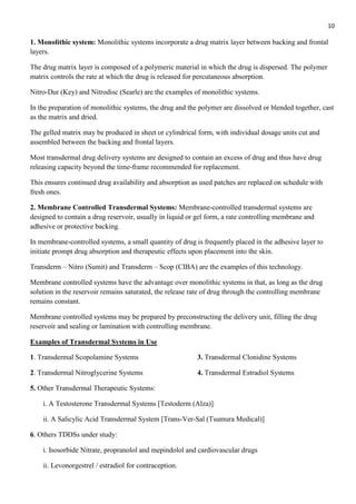 Transdermal Drug Delivery System | PDF | Skin and Dermatology ...