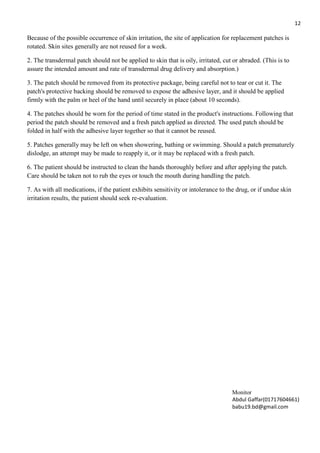 Transdermal Drug Delivery System | PDF | Skin and Dermatology ...