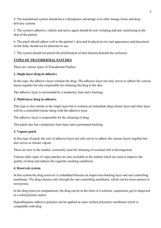 Transdermal Drug Delivery System | PDF | Skin and Dermatology ...