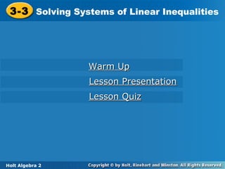Solving Systems of Linear Inequalities | PPT
