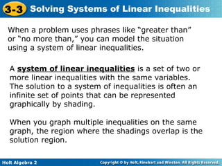 Solving Systems of Linear Inequalities | PPT