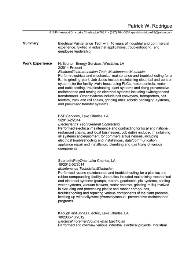 Patrick Rodrigue Updated Resume | DOCX | Automotive