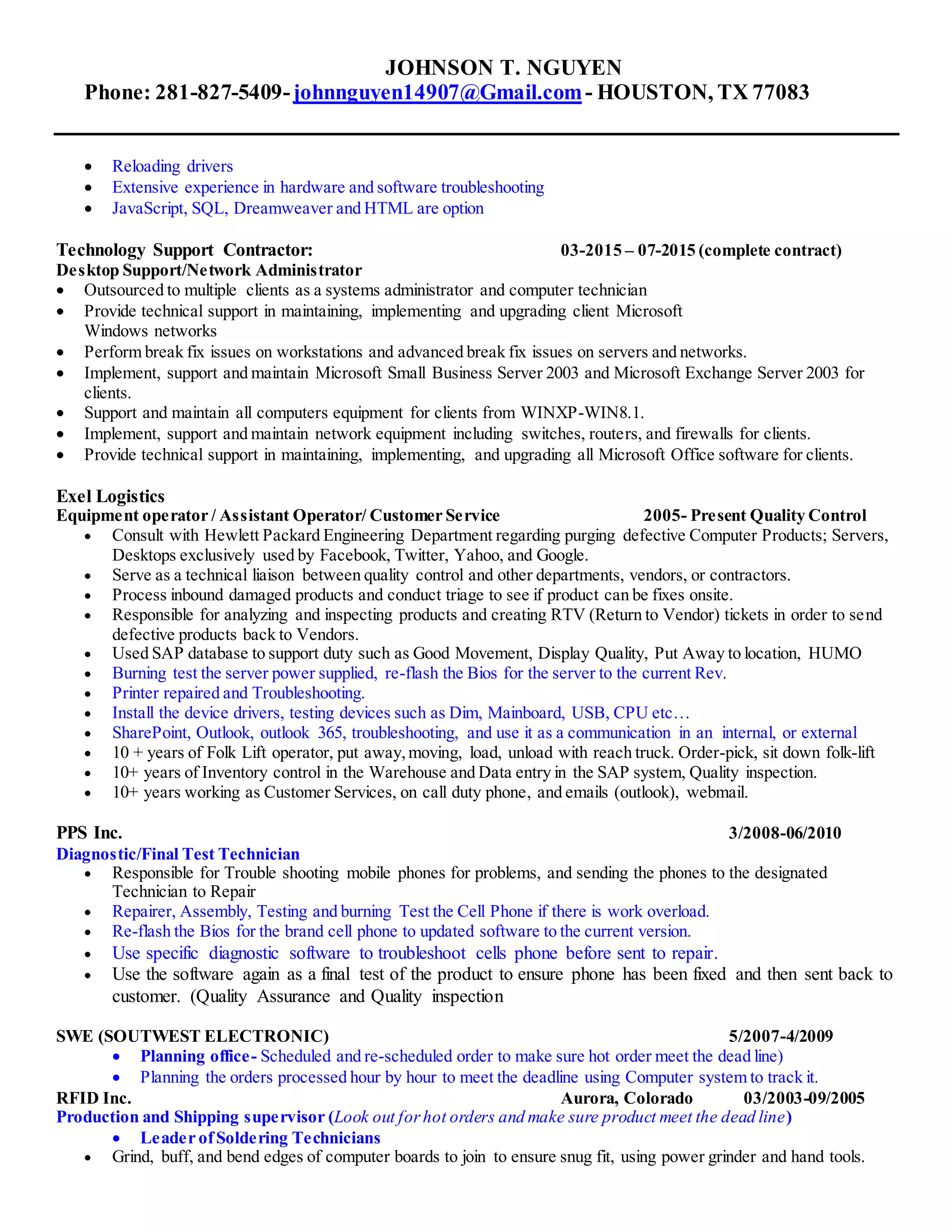 Jonson Update resume | DOCX