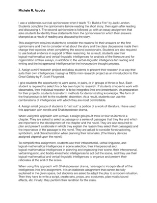 Lesson Plans that Reach the Multiple Intelligences | PDF