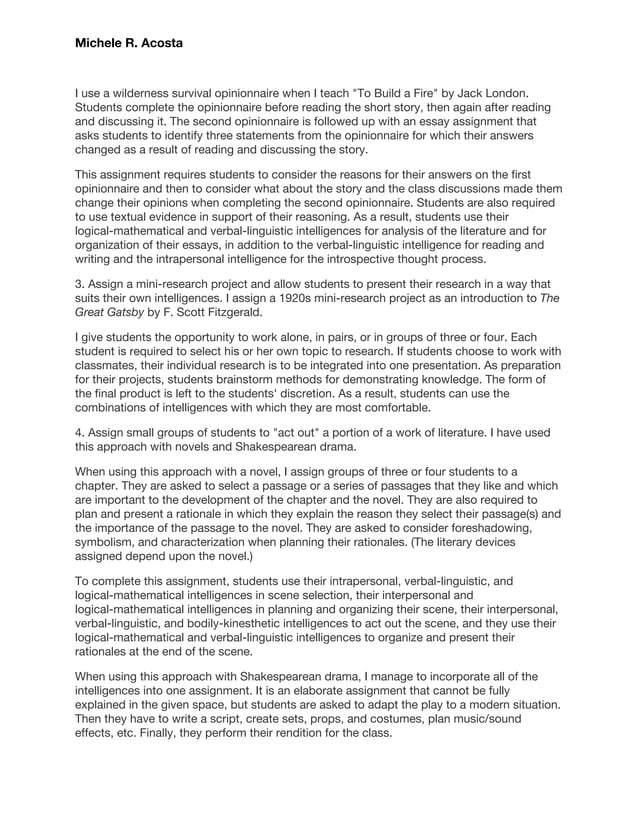 Lesson Plans that Reach the Multiple Intelligences | PDF