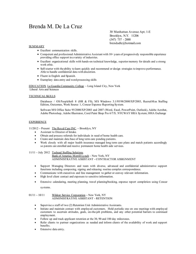 Brenda M De La Cruz - Administrative Assistant - Resume - revised.[1 ...