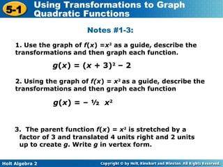 Quadratic Functions Transformations Explained | PPT