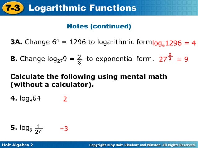 Introduction To Logarithm 10th Gradersss Ppt