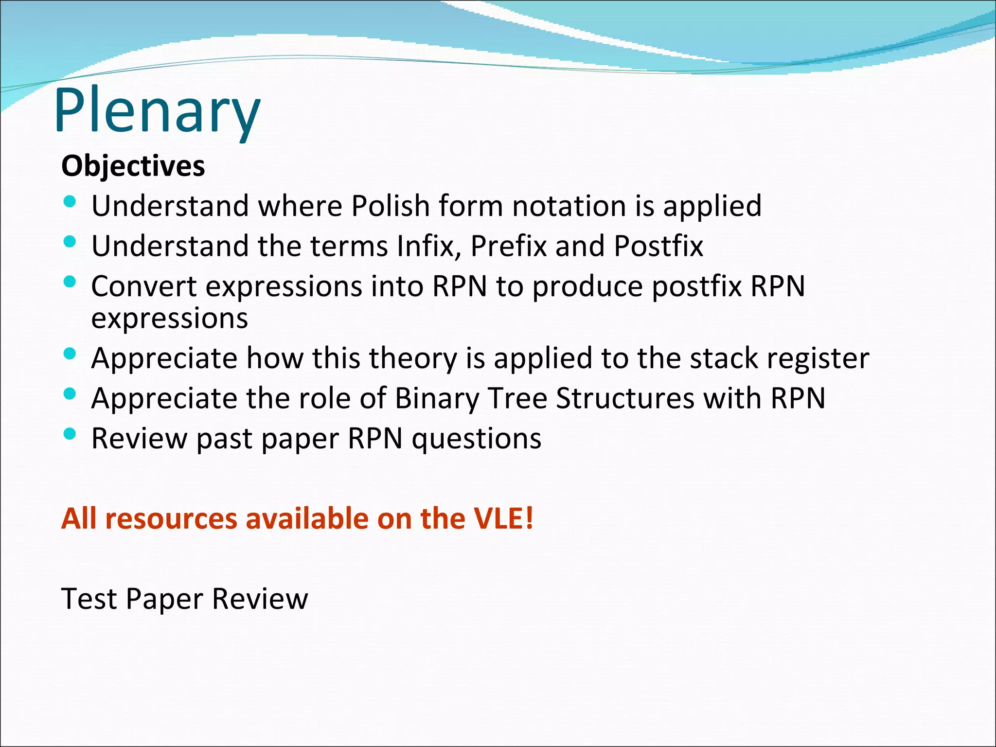 A2 Computing Reverse Polish Notation Part 2 | PPT