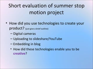 A2 Coursework Outline and Stop Motion Task | PPT