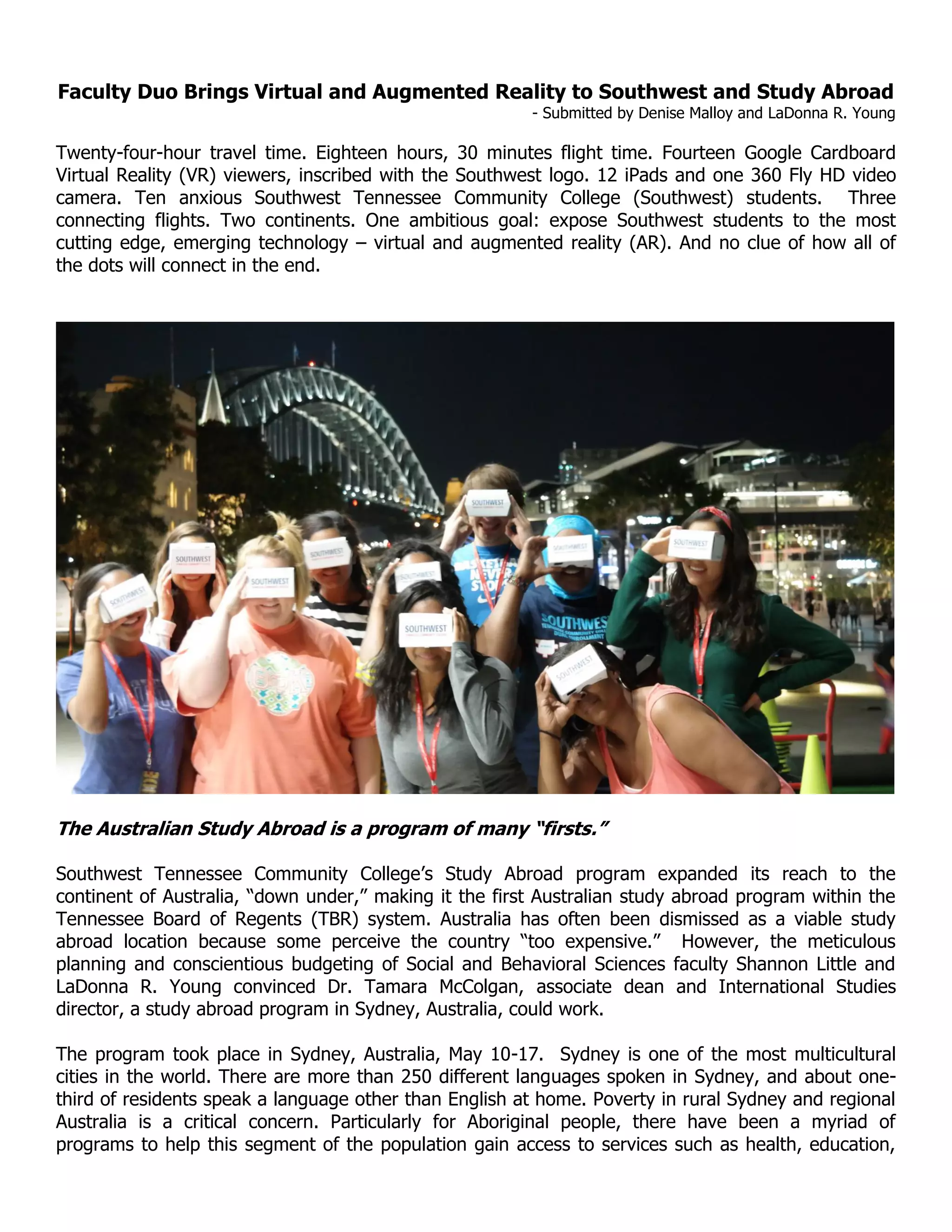 Faculty Duo Brings Virtual and Augmented Reality to Southwest and Study ...