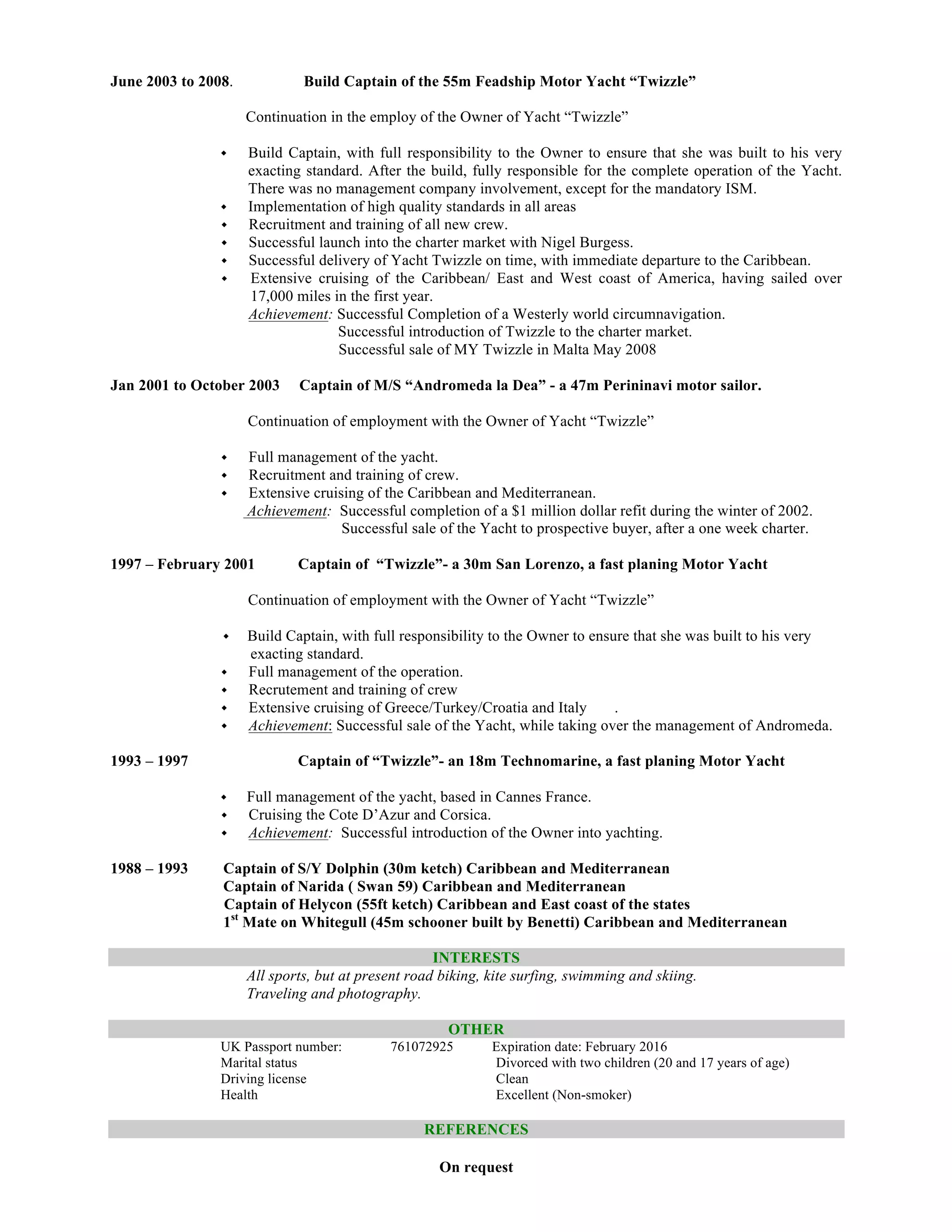 CV Captain Gordon Percy | PDF