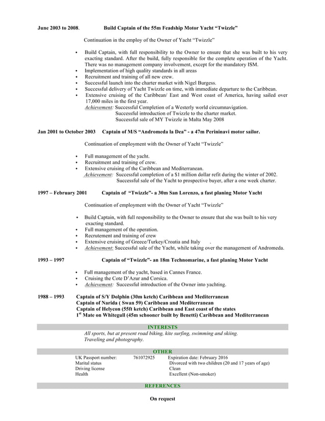 CV Captain Gordon Percy | PDF | Sailing | Sports