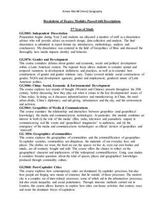 Breakdown of Degree Modules Passed with Descriptions | DOCX | Geography ...