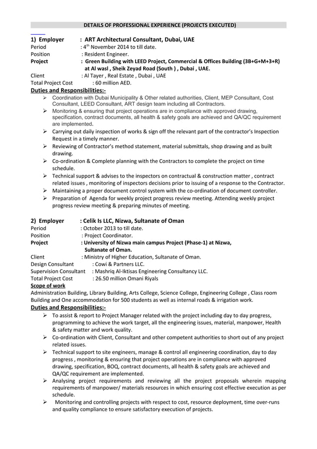 CV of Mohammad Khalid Perwez. | DOC | Civil Engineering Industry ...