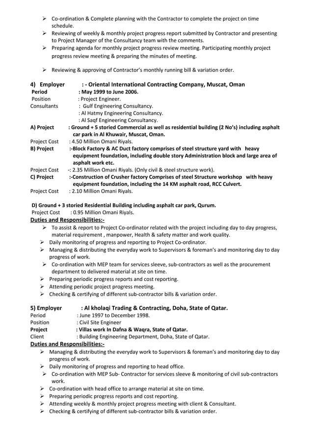 CV of Mohammad Khalid Perwez. | DOC | Civil Engineering Industry ...
