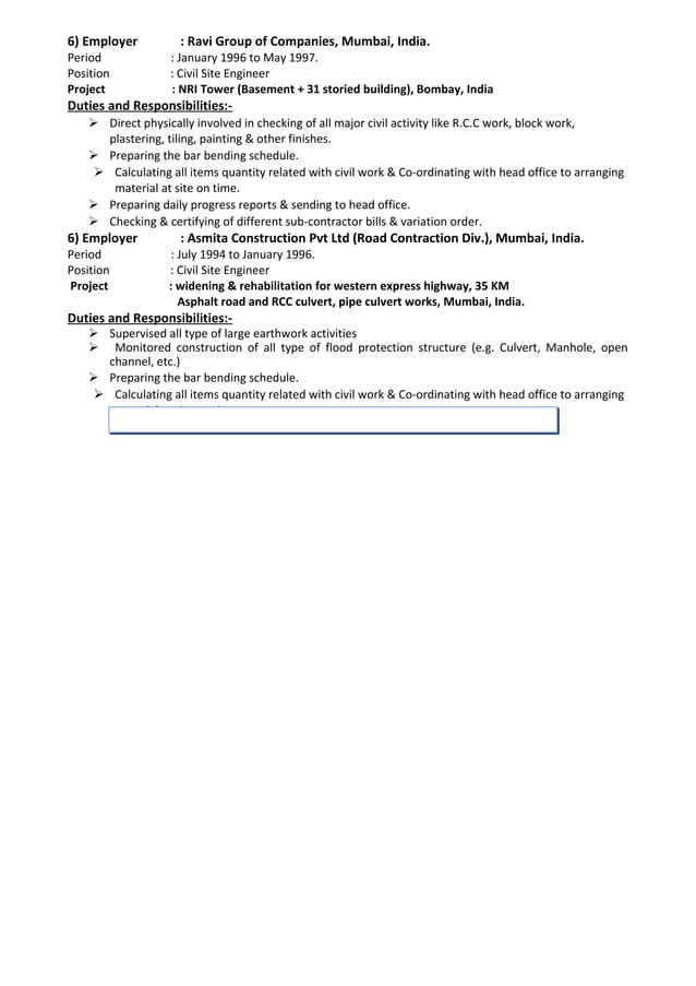 CV of Mohammad Khalid Perwez. | DOC | Civil Engineering Industry ...