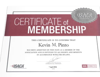 ISACA-Mermber-Certificate-2016 | PDF