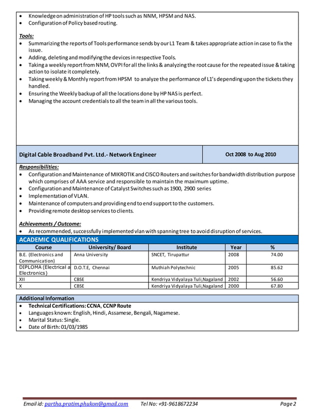 Resume (2) | DOCX | Computer Networking | Computing