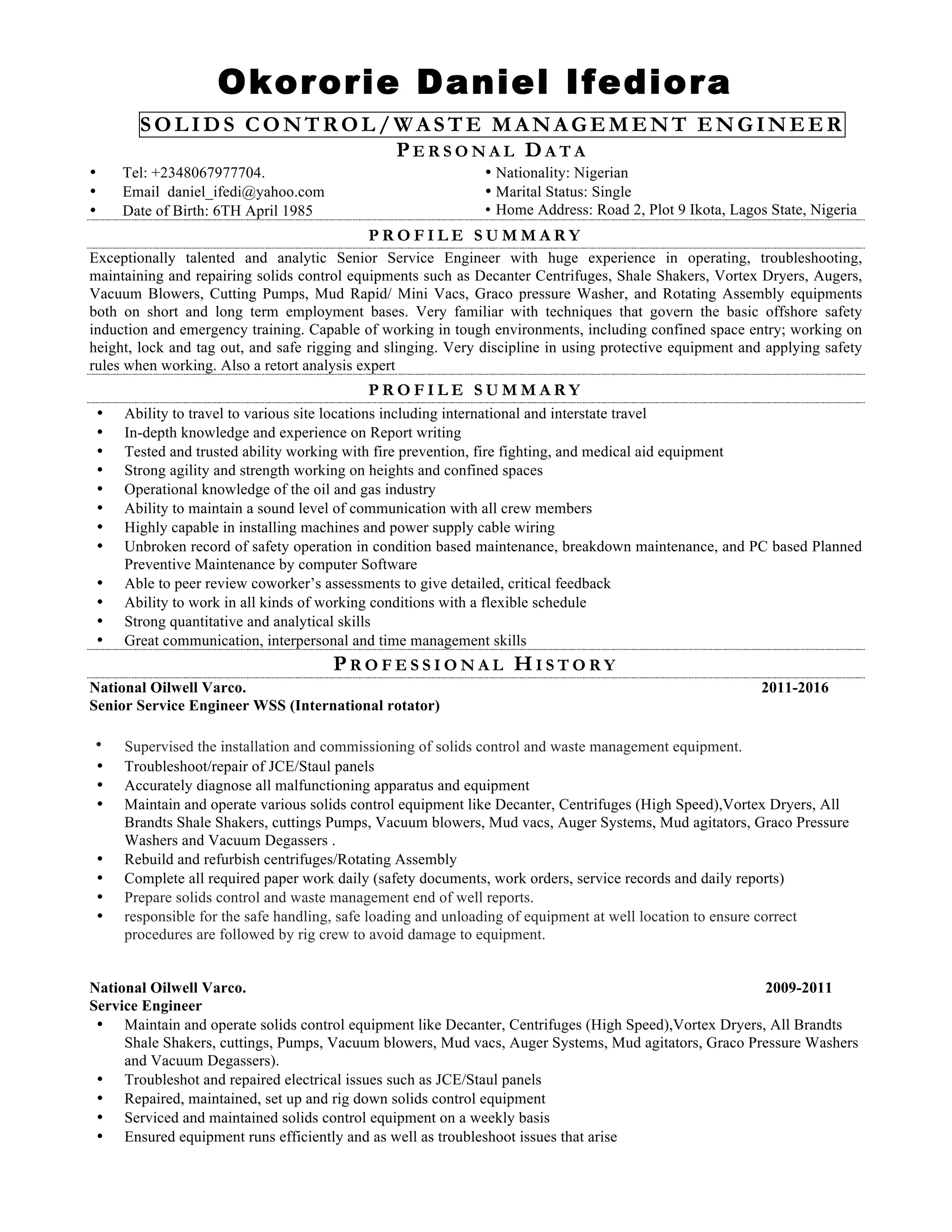Okororie Daniel CV | PDF