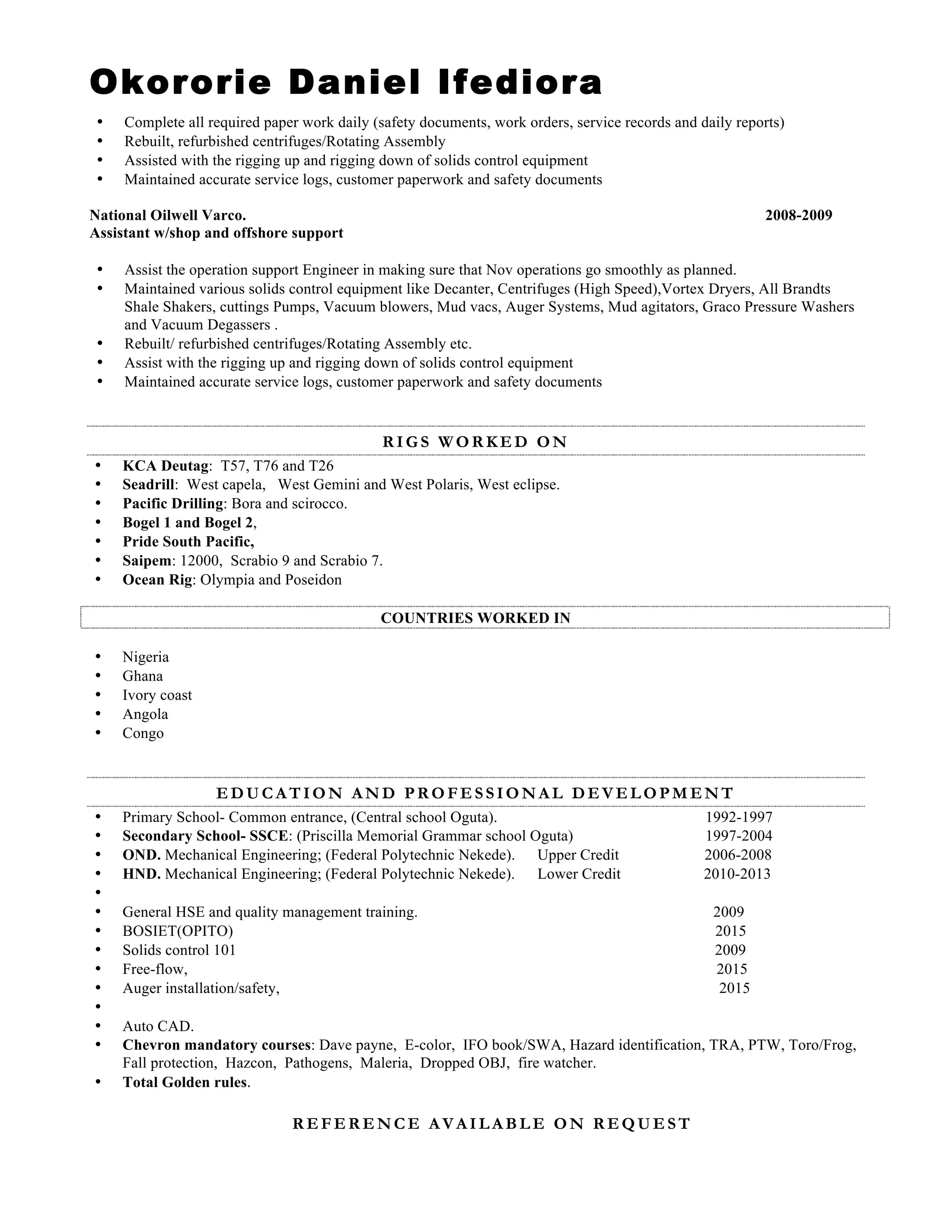 Okororie Daniel CV | PDF