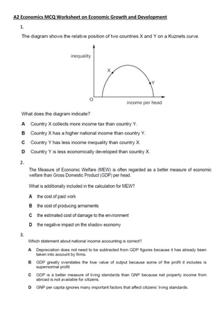 A2 Economics MCQ Worksheet on Economic Growth and Development.pdf