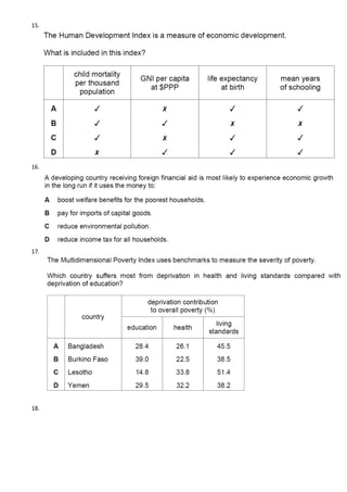 A2 Economics MCQ Worksheet on Economic Growth and Development.pdf