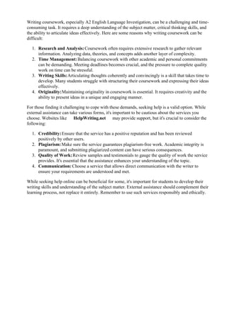 A2 English Language Investigation Coursework Examples | PDF