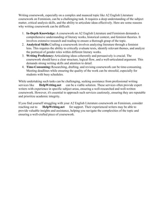 A2 English Literature Coursework Feminism | PDF