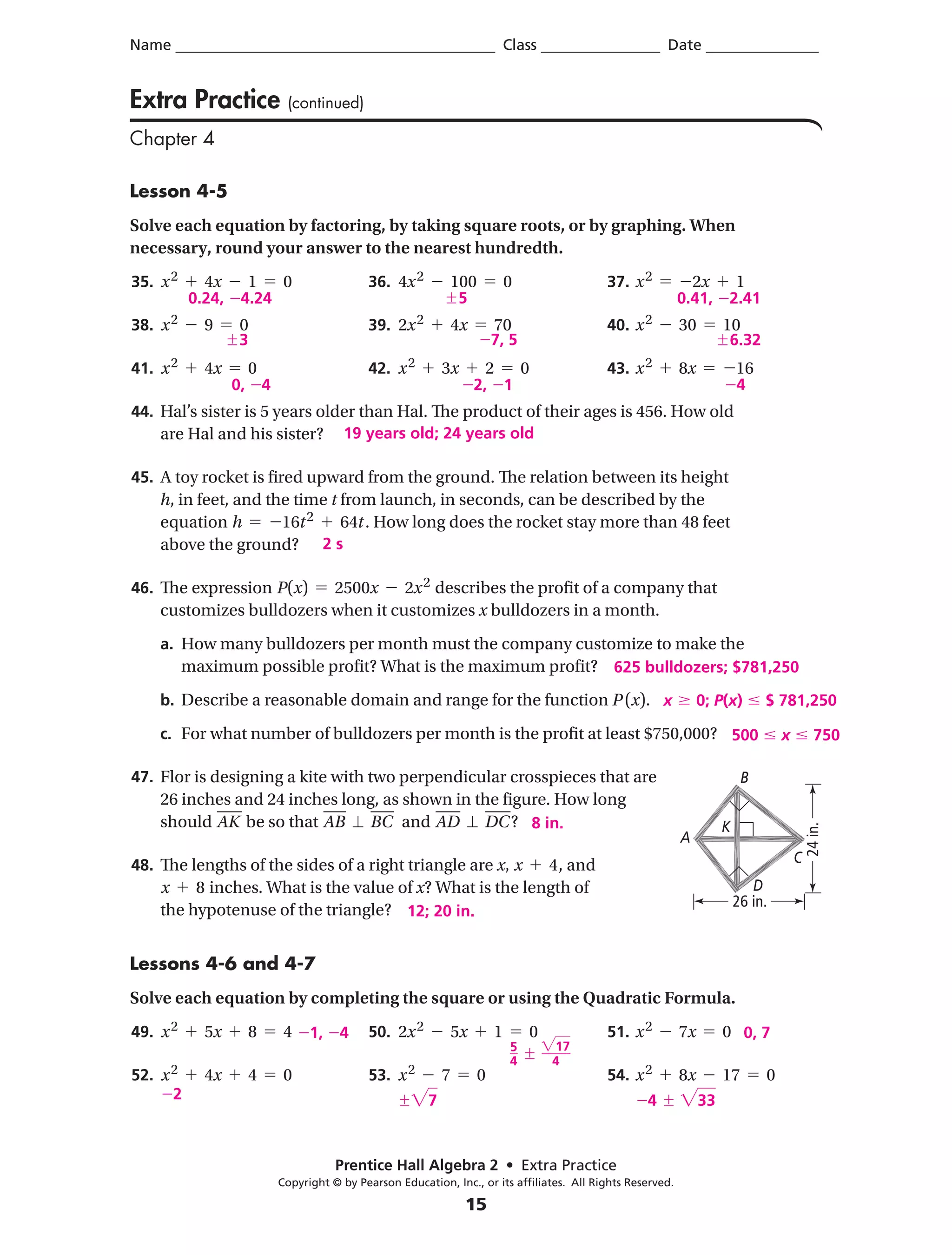 Chapter 4 Extra Practice Answers | PDF