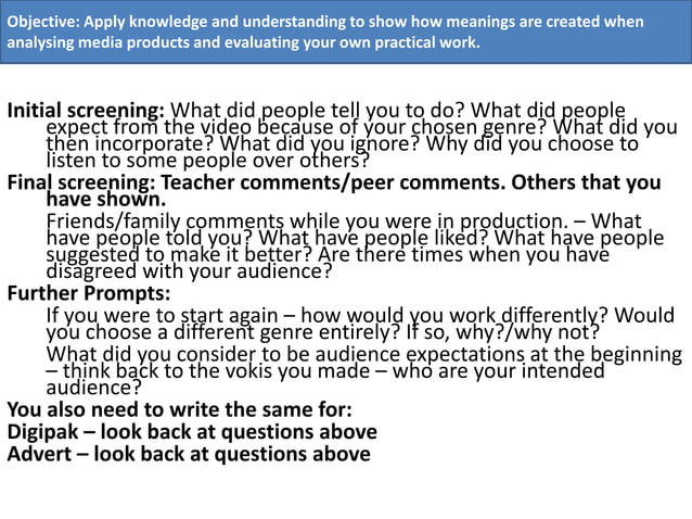 A2 evaluation tasks | PPTX