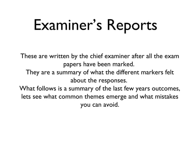 A2 exam reports summary | PPT