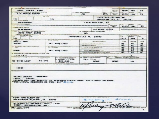 Honorable Discharge and Form DD - 214 | PPT