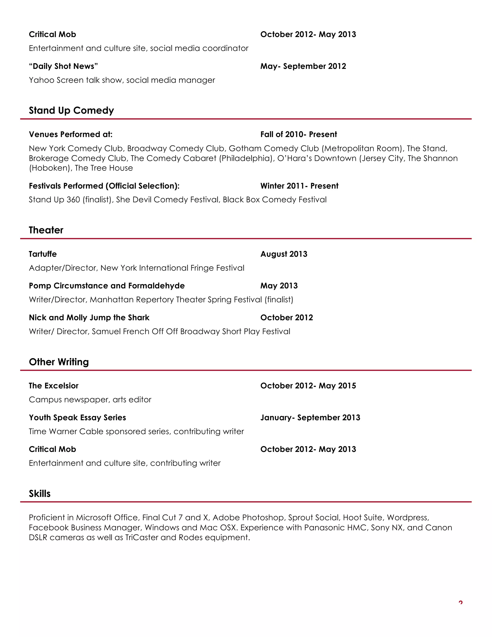 resume internet | PDF | Comedy | Genres